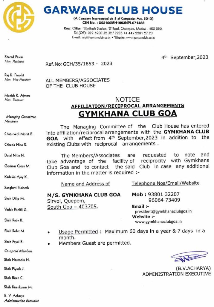 Notice Regarding Affiliation / Reciprocal Arrangements with the ...