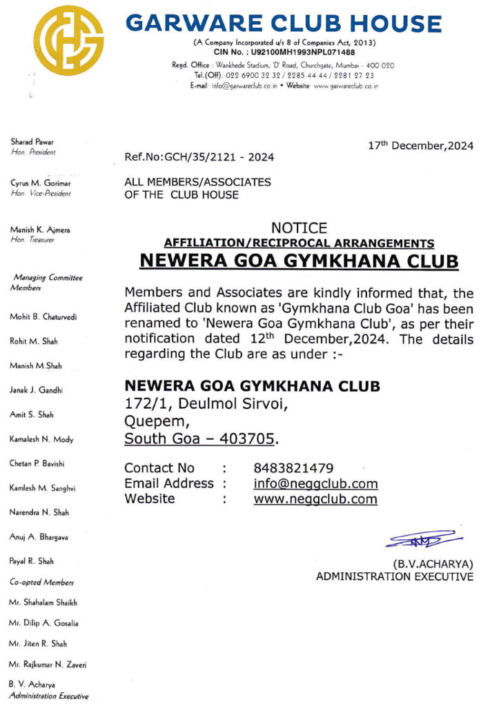 Notice Dt. 17.12.2024 Regarding Affiliation / Reciprocal Arrangements ...