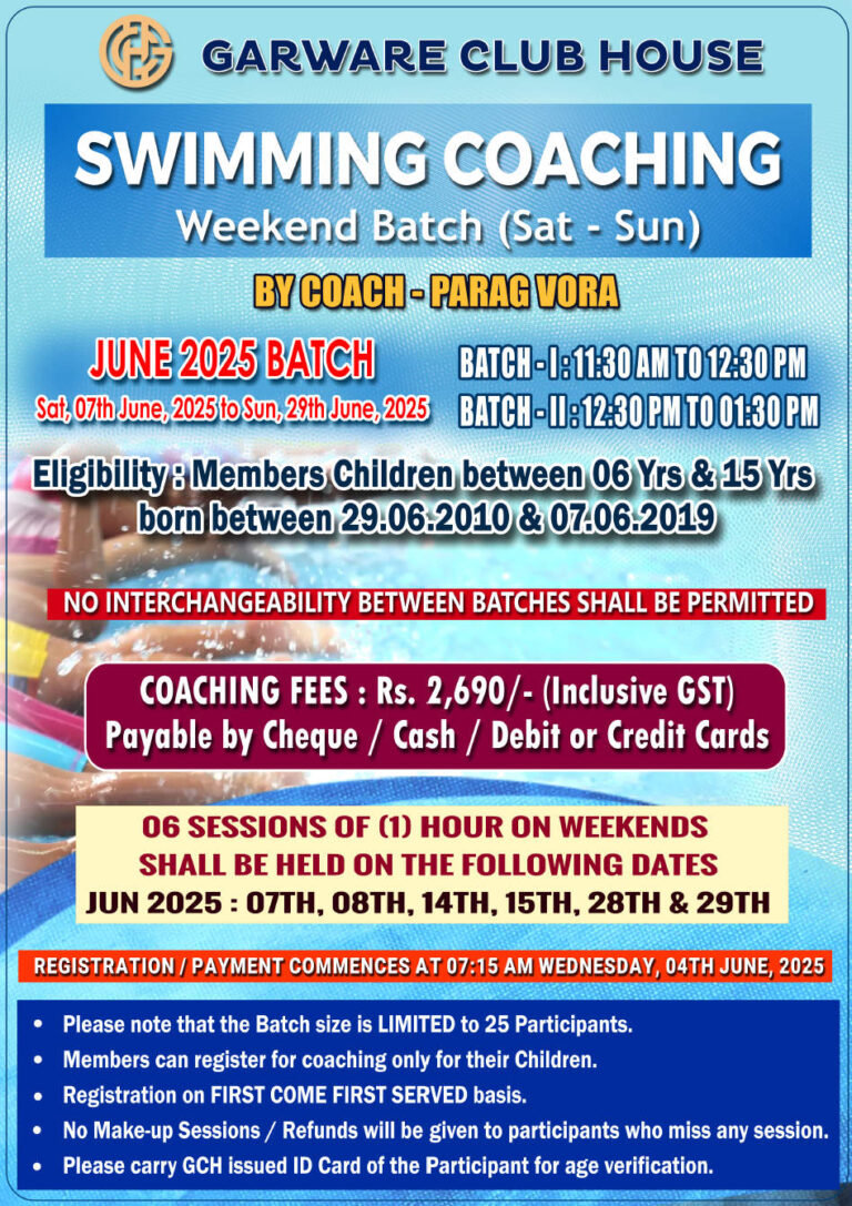 Weekend Swimming Coaching by Coach Parag Vora - June 2025 Batch ...