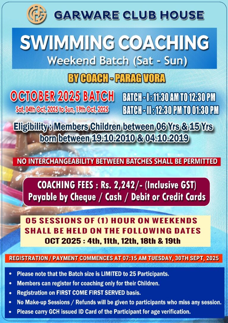 Weekend Swimming Coaching by Coach Parag Vora - Oct 2025 Batch ...