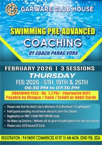 Swimming Pre-advanced Coaching by Coach Parag Vora - Feb 2026 Batch ...