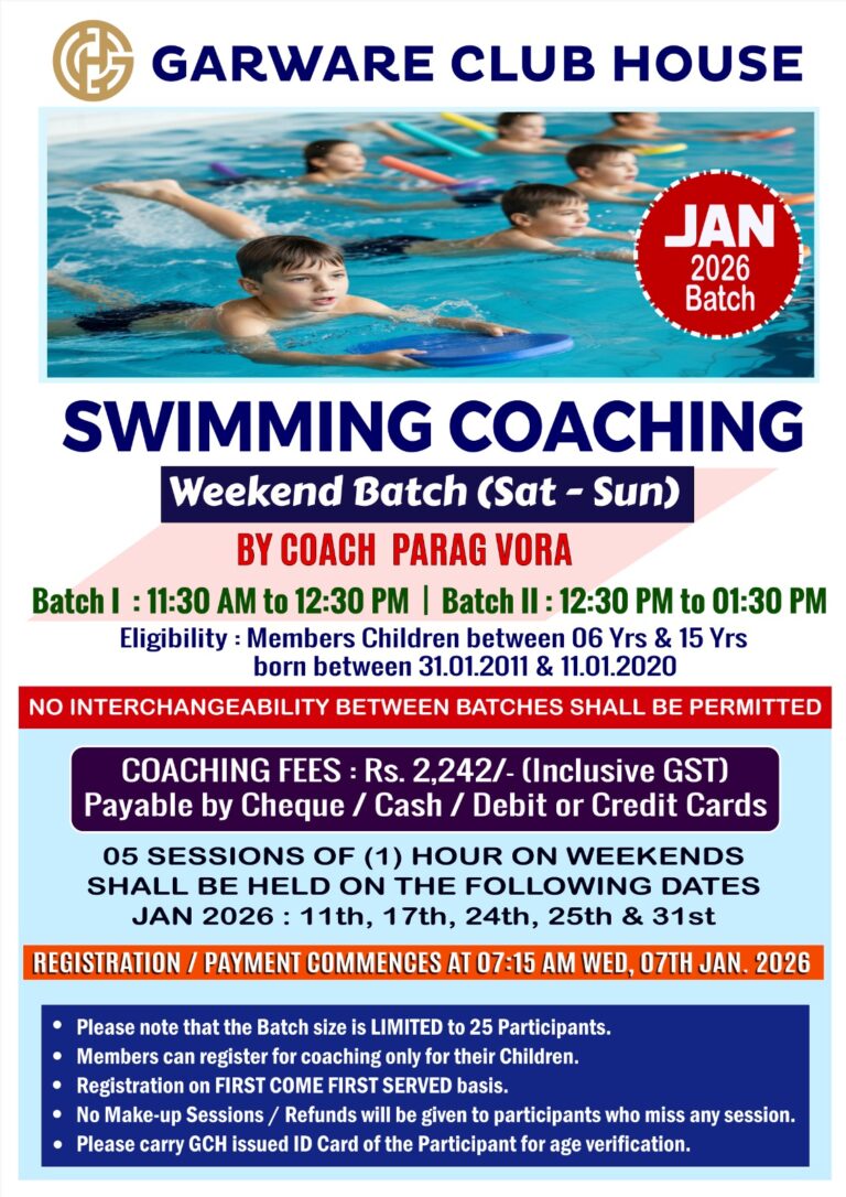 Weekend Swimming Coaching by Coach Parag Vora - Jan 2026 Batch ...